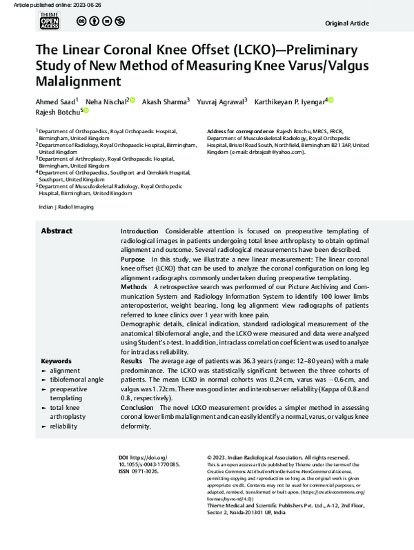 (PDF) The Linear Coronal Knee Offset (LCKO)—Preliminary Study of New ...