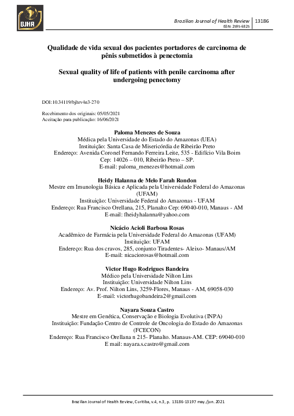 (PDF) Qualidade de vida sexual dos pacientes portadores de carcinoma de ...