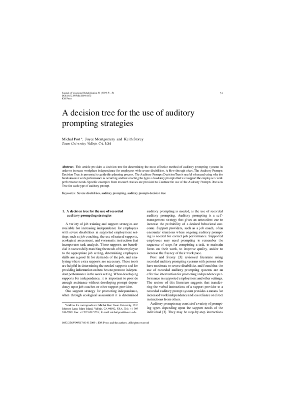 (PDF) A decision tree for the use of auditory prompting strategies ...