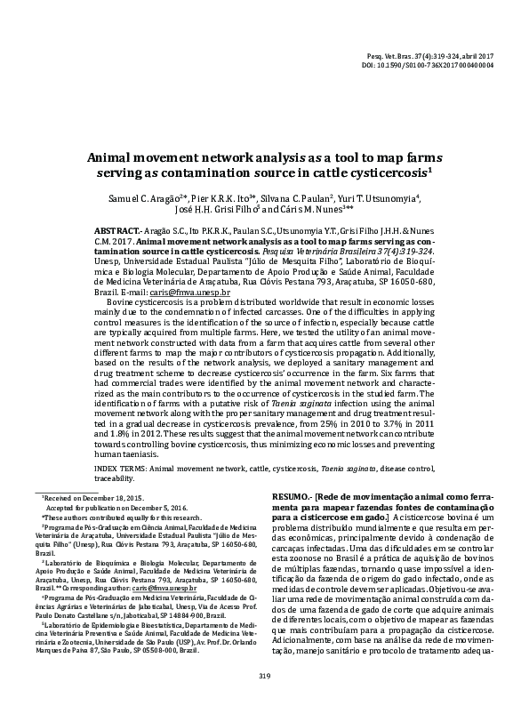 (PDF) Animal movement network analysis as a tool to map farms serving ...