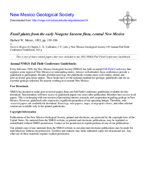 (PDF) Fossil plants from the early Neogene Socorro flora, central New ...