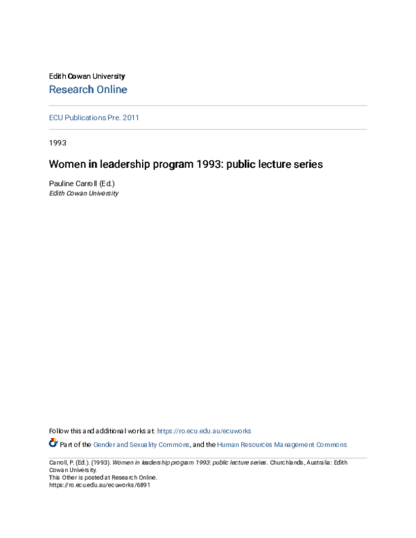 (PDF) Women in leadership program 1993: public lecture series