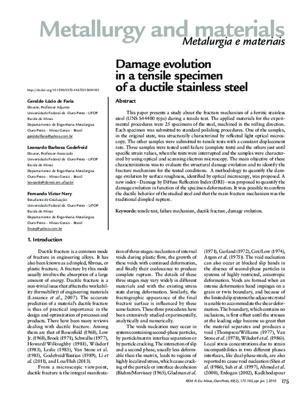 (PDF) Damage evolution in a tensile specimen of a ductile stainless ...