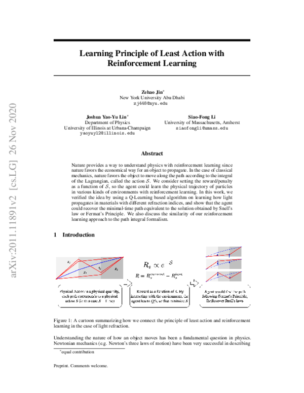 (PDF) Learning Principle of Least Action with Reinforcement Learning