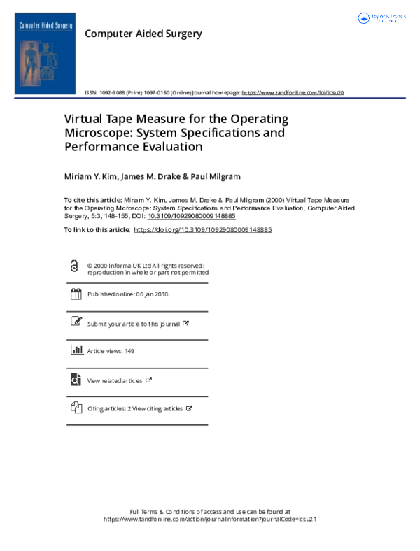 (PDF) Virtual Tape Measure for the Operating Microscope: System ...