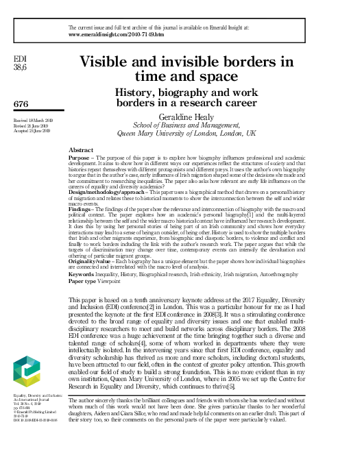 (PDF) Visible and invisible borders in time and space