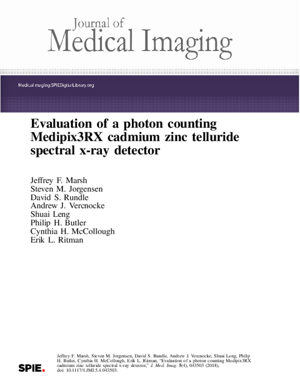 (PDF) Evaluation of a photon counting Medipix3RX cadmium zinc telluride spectral x-ray detector
