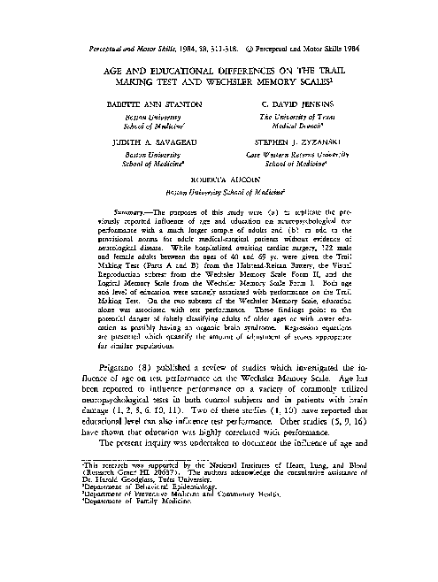 (PDF) Age and Educational Differences on the Trail Making Test and ...