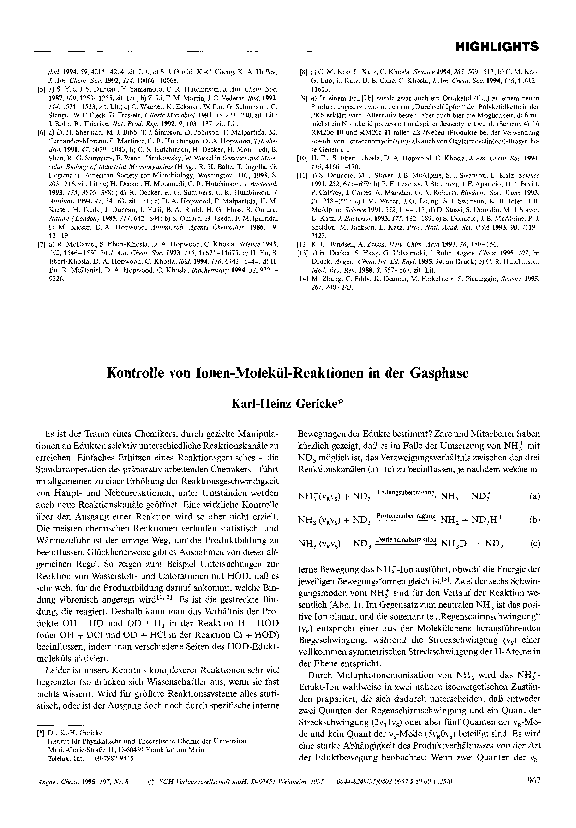 (PDF) Kontrolle von Ionen-Molekül-Reaktionen in der Gasphase | Karl ...