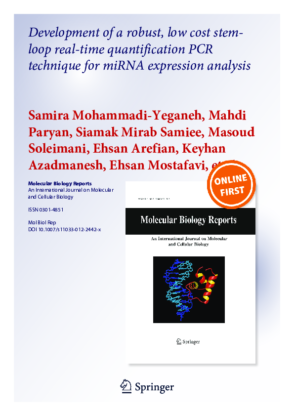 (PDF) Development of a robust, low cost stem-loop real-time quantification PCR technique for ...