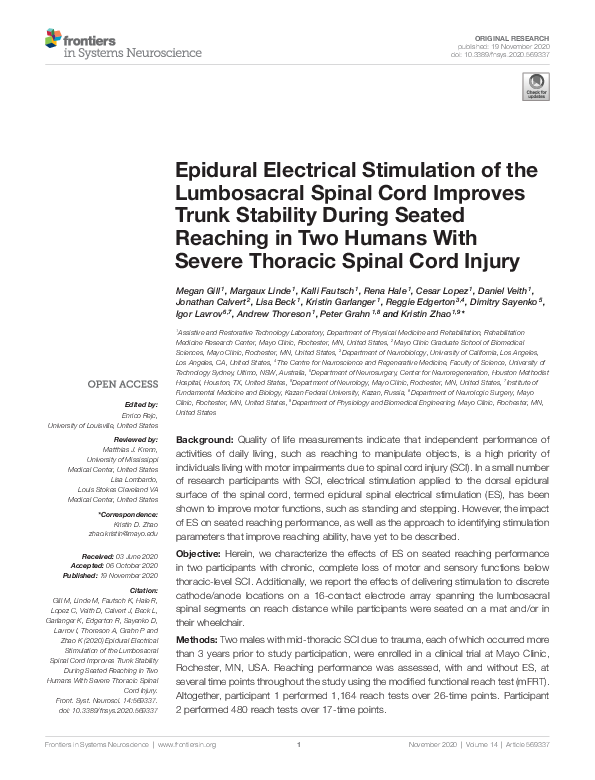 (PDF) Epidural Electrical Stimulation of the Lumbosacral Spinal Cord ...
