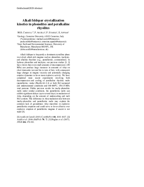 (PDF) Alkali Feldspar Crystallization Kinetics in Phonolites and ...