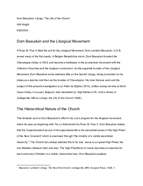 (PDF) Dom Beauduin: Liturgy: The Life of the Church