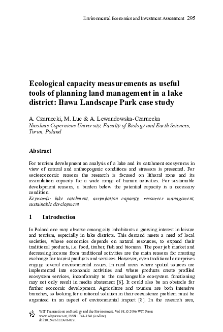 (PDF) Ecological capacity measurements as useful tools of planning land ...
