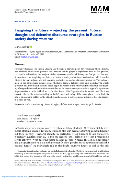 (PDF) Imagining the future – rejecting the present: Future thought and ...