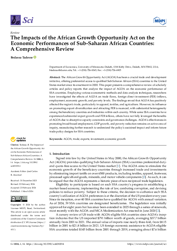 (PDF) The Impacts of the African Growth Opportunity Act on the Economic ...