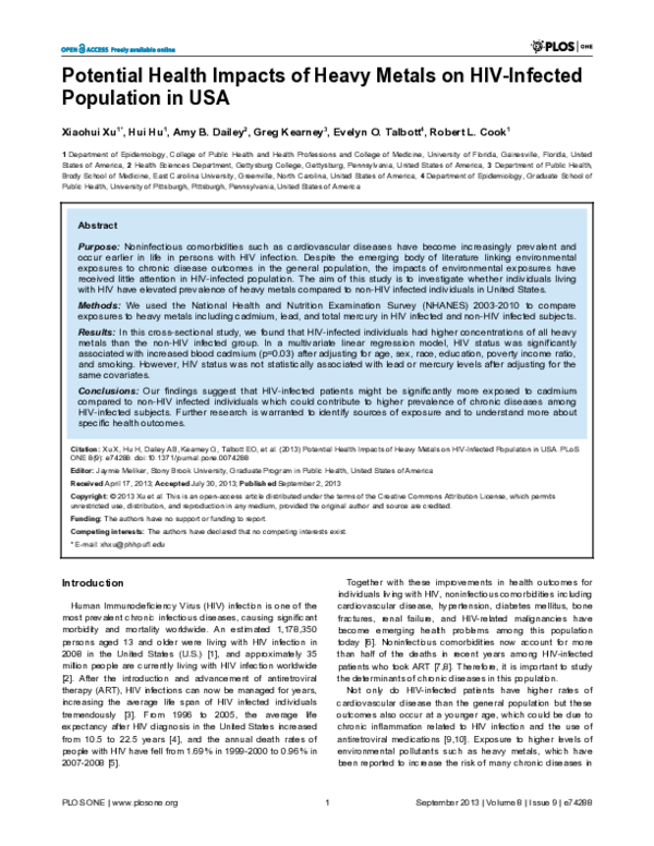 (PDF) Potential Health Impacts of Heavy Metals on HIV-Infected ...