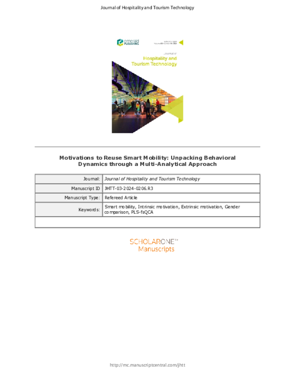 (PDF) Motivations to Reuse Smart Mobility: Unpacking Behavioral Dynamics through a Multi ...