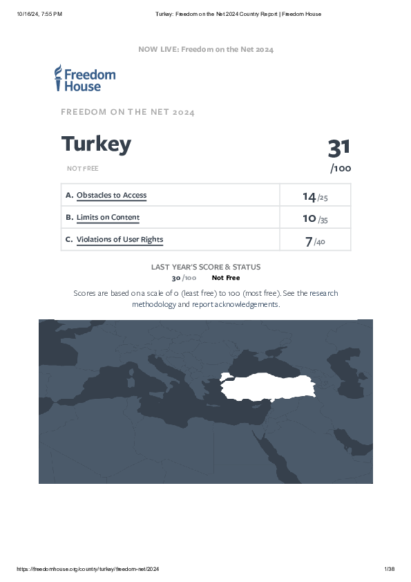 (PDF) Freedom on the Net 2024 Turkey Report Freedom House