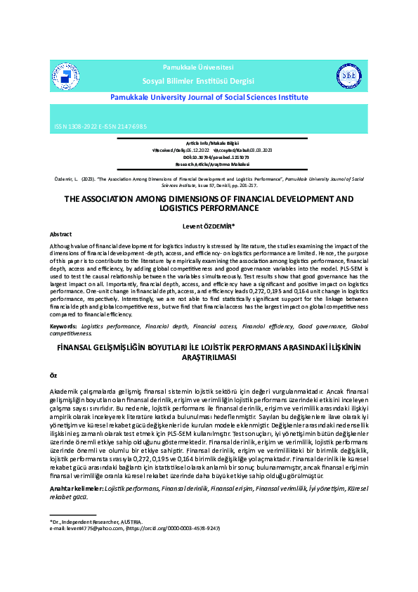 (PDF) The Association Among Dimensions of Financial Development and ...