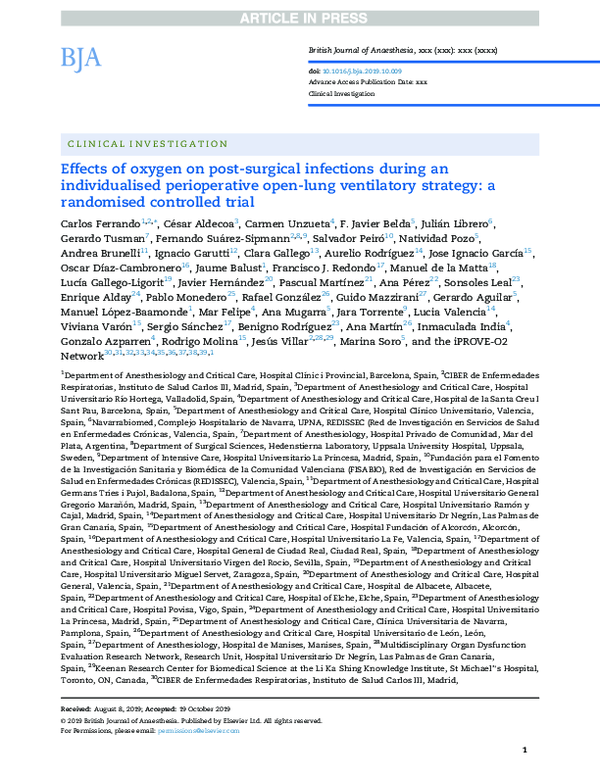 (PDF) Effects of oxygen on post-surgical infections during an ...