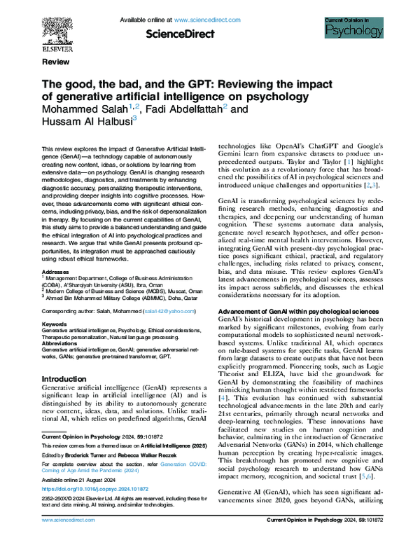 (PDF) The Good, the Bad, and the GPT: Reviewing the Impact of ...
