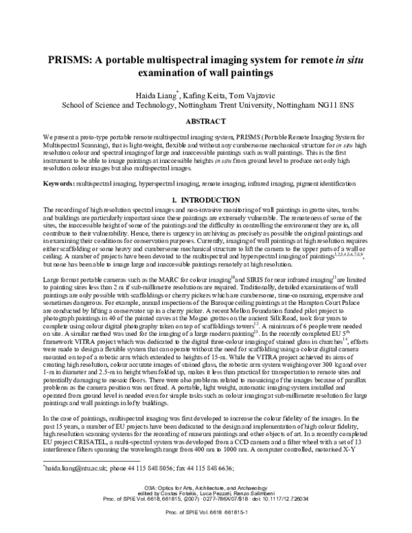 (PDF) PRISMS: a portable multispectral imaging system for remote in ...