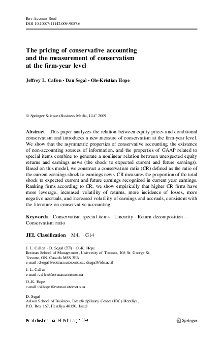 (PDF) The pricing of conservative accounting and the measurement of ...