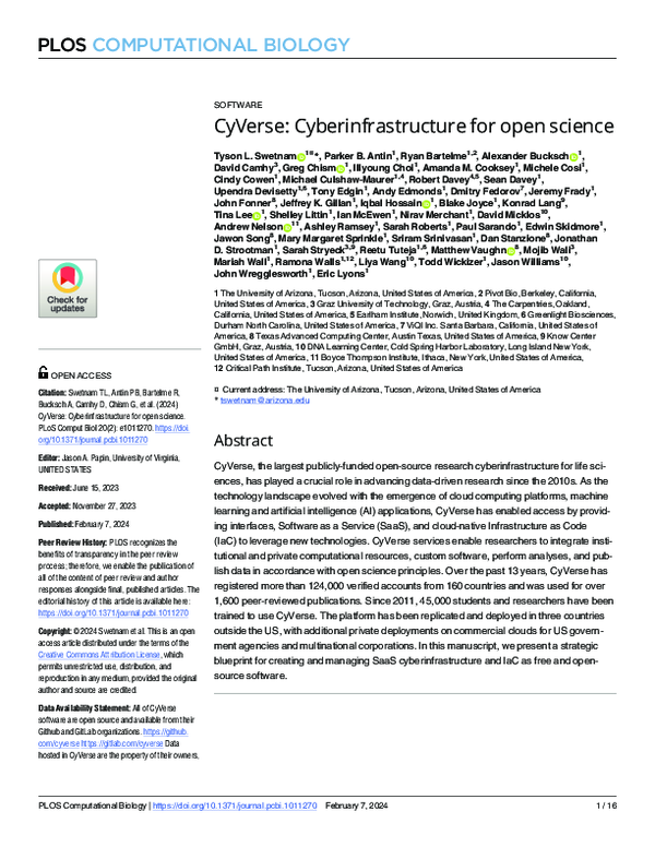 (PDF) CyVerse: Cyberinfrastructure for open science