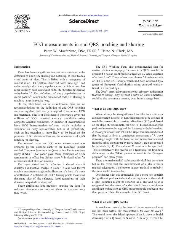 (PDF) ECG measurements in end QRS notching and slurring