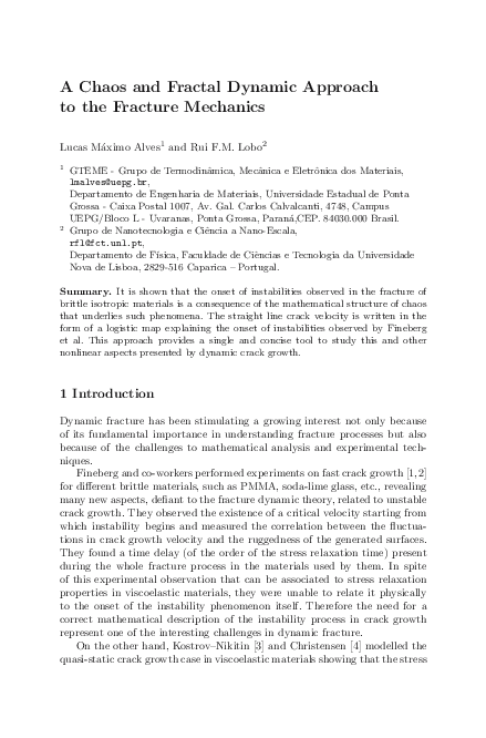 (PDF) A Chaos and Fractal Dynamic Approach to the Fracture Mechanics ...