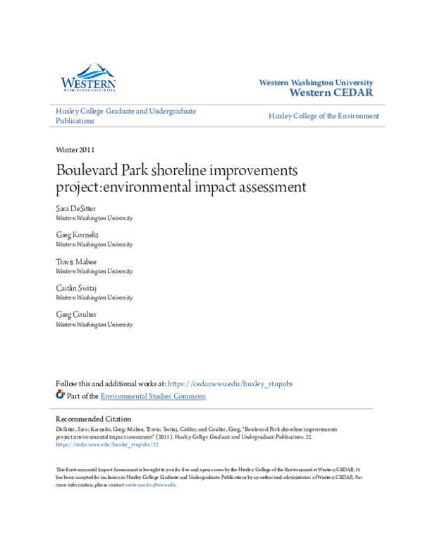 (PDF) Boulevard Park shoreline improvements project:environmental ...