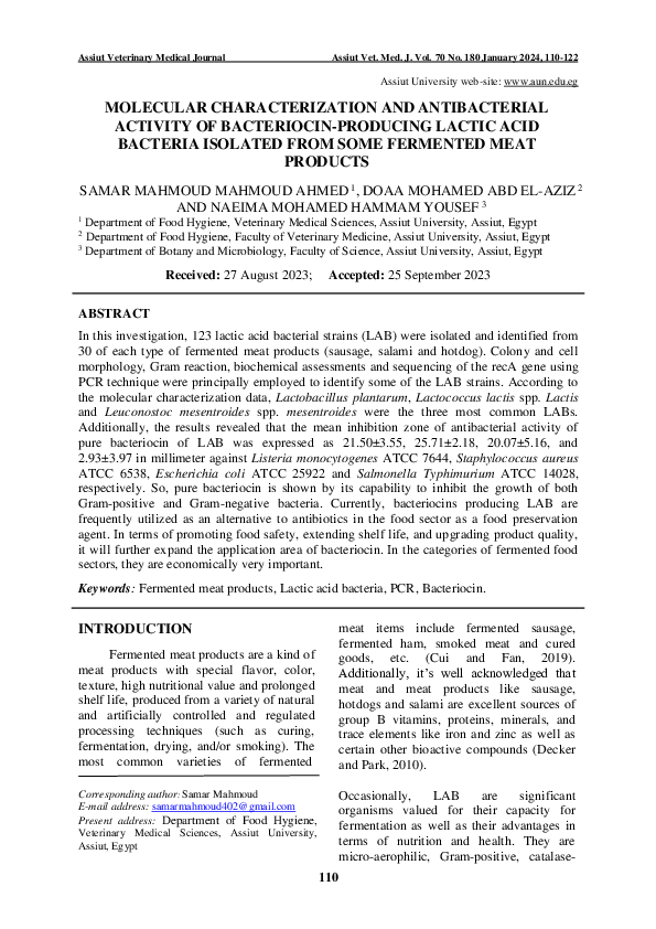 Pdf Molecular Characterization And Antibacterial Activity Of Bacteriocin Producing Lactic Acid