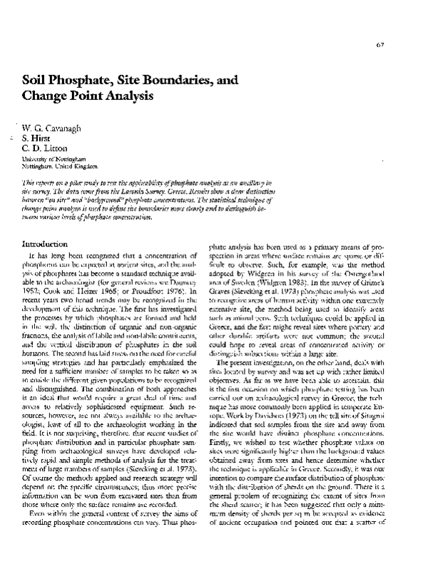 (PDF) Soil Phosphate, Site Boundaries, and Change Point Analysis