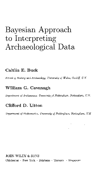 (PDF) Bayesian approach to interpreting archaeological data (PDF) Bayesian approach to interpreting archaeological data