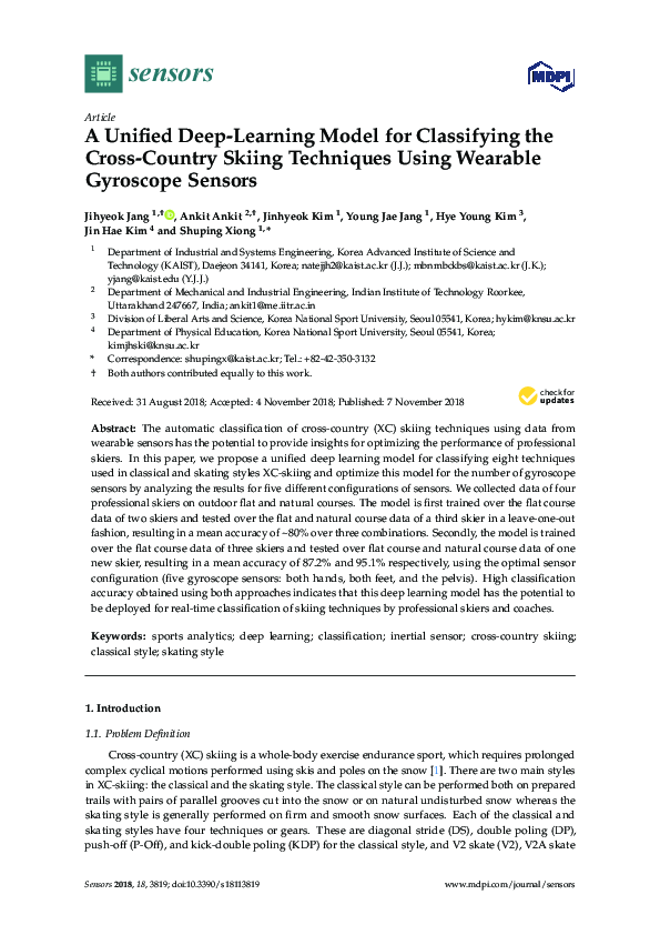 A Unified Deep-Learning Model for Classifying the Cross-Country Skiing Techniques Using Wearable ...
