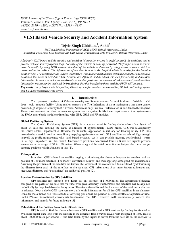 (PDF) VLSI Based Vehicle Security and Accident Information System