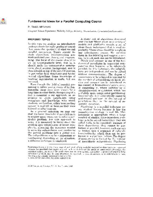 (PDF) Teaching Parallel Computing through Metaphors