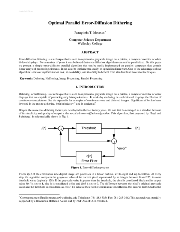 (PDF) Optimal parallel error diffusion dithering