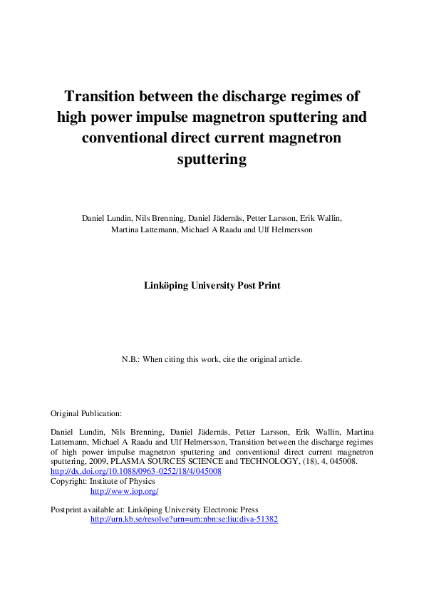(PDF) Transition between the discharge regimes of high power impulse ...