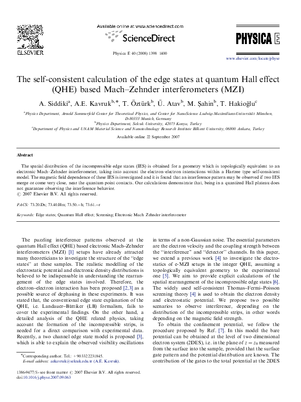 (PDF) The self-consistent calculation of the edge states at quantum ...