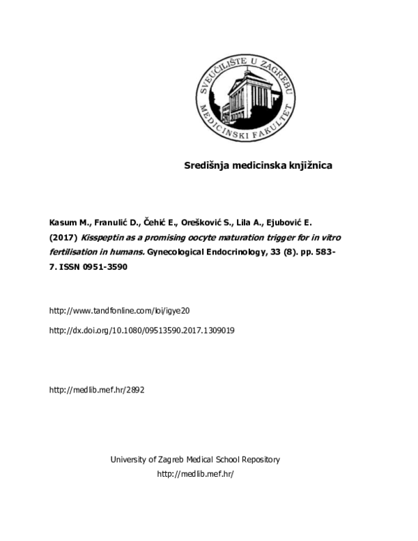 (PDF) Kisspeptin as a promising oocyte maturation trigger for in vitro ...