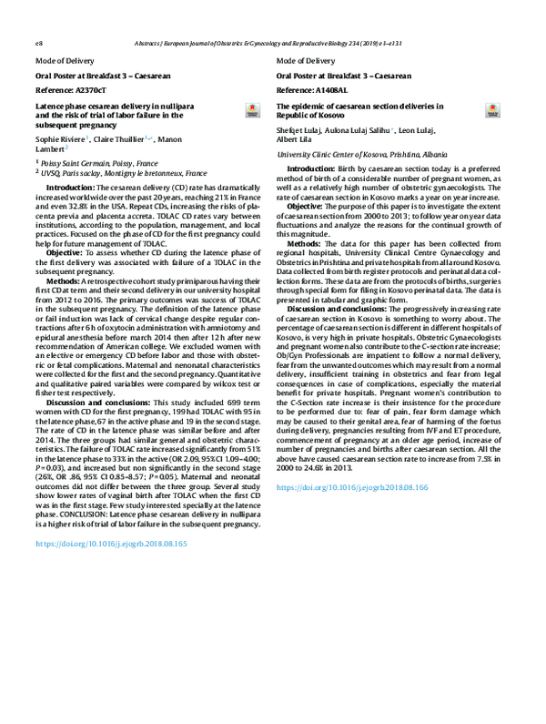 (PDF) The epidemic of caesarean section deliveries in Republic of ...