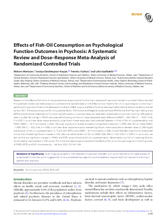 (PDF) Effects of Fish-Oil Consumption on Psychological Function ...