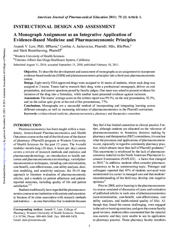 (PDF) A Monograph Assignment as an Integrative Application of Evidence ...