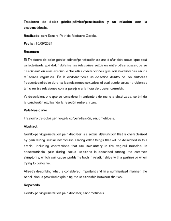 (PDF) Trastorno de dolor genito pelvico penetracion y su relacion con ...