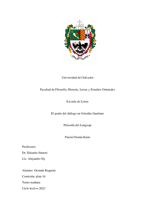 (PDF) BIAGIONI, Germán. El poder del diálogo en Griselda Gambaro