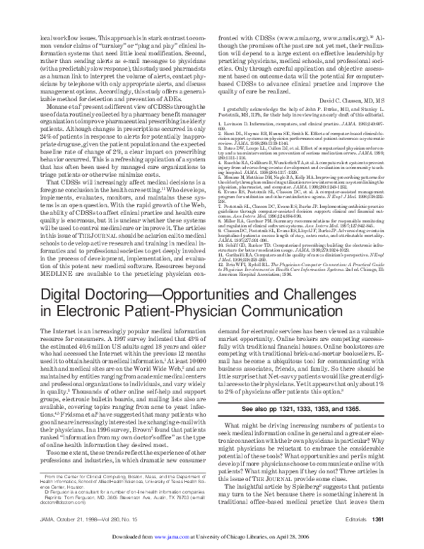 (PDF) Digital Doctoring—Opportunities and Challenges in Electronic ...