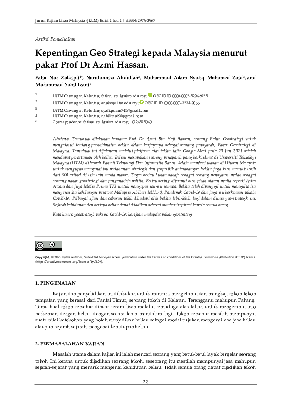 (PDF) Kepentingan Geo Strategi kepada Malaysia menurut pakar Prof Dr ...