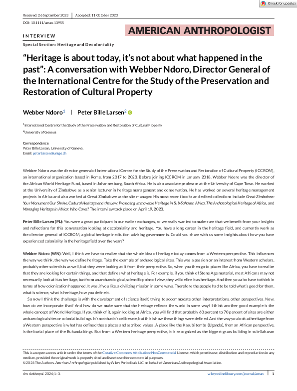 (PDF) "Heritage is about today, it's not about what happened in the ...